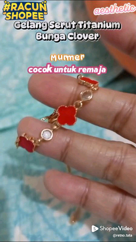 Gelang serut bunga clover , gelang kekinian | Shopee Video Indonesia