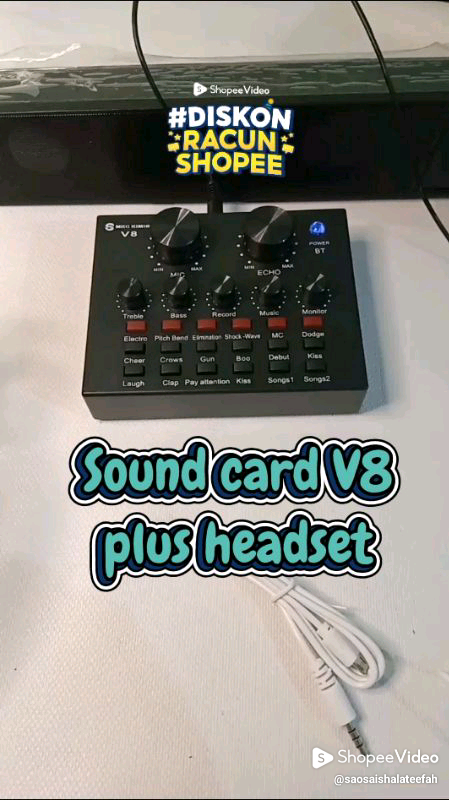 sound card V8 plus headset live | Shopee Video Indonesia