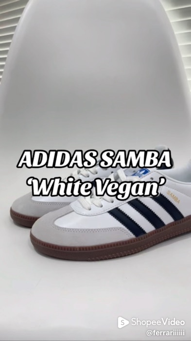 Adidas Samba Vegan Sepatu Faux Leather White Black Gum | Shopee Video ...