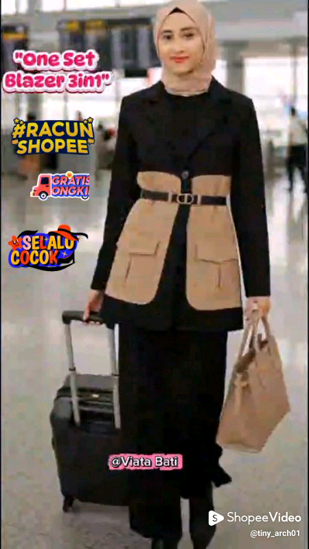 Yang mau tampil simpel dan Elegan One set Blazer... | Shopee Video ...