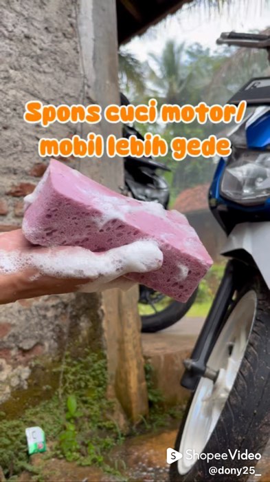 Spons cuci motor / mobil ukurannya lebih gede ini yah. | Shopee Video ...